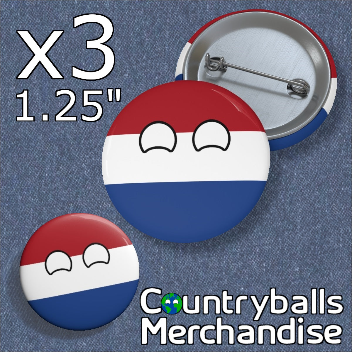 Netherlands Pin Badges x3 Pack – CountryballsMerchandise